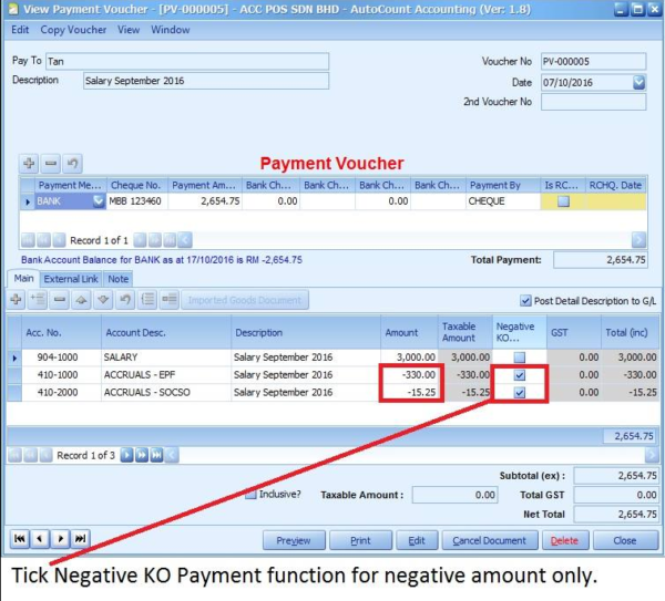 AutoCount Tips: Negative Knock Off Payment - Ideal Count Solution